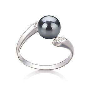 Dana Black 6-7mm AAA Quality Freshwater 925 Sterling Silver Cultured Pearl Ring For Women - Size-7