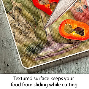 CounterArt Wine Country Decorative 3mm Heat Tolerant Tempered Glass Cutting Board 15" x 12" Made in the USA Dishwasher Safe