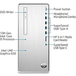 HP 2021 Newest Premium Business Desktop Computer, AMD 6-Core Ryzen 5 4600G(up to 4.2Ghz, Beat i7-9700K), 12GB DDR4 RAM, 256GB SSD+1TB HDD, DVD-RW, WiFi, Bluetooth, HDMI, VGA, Windows 10+AllyFlex MP
