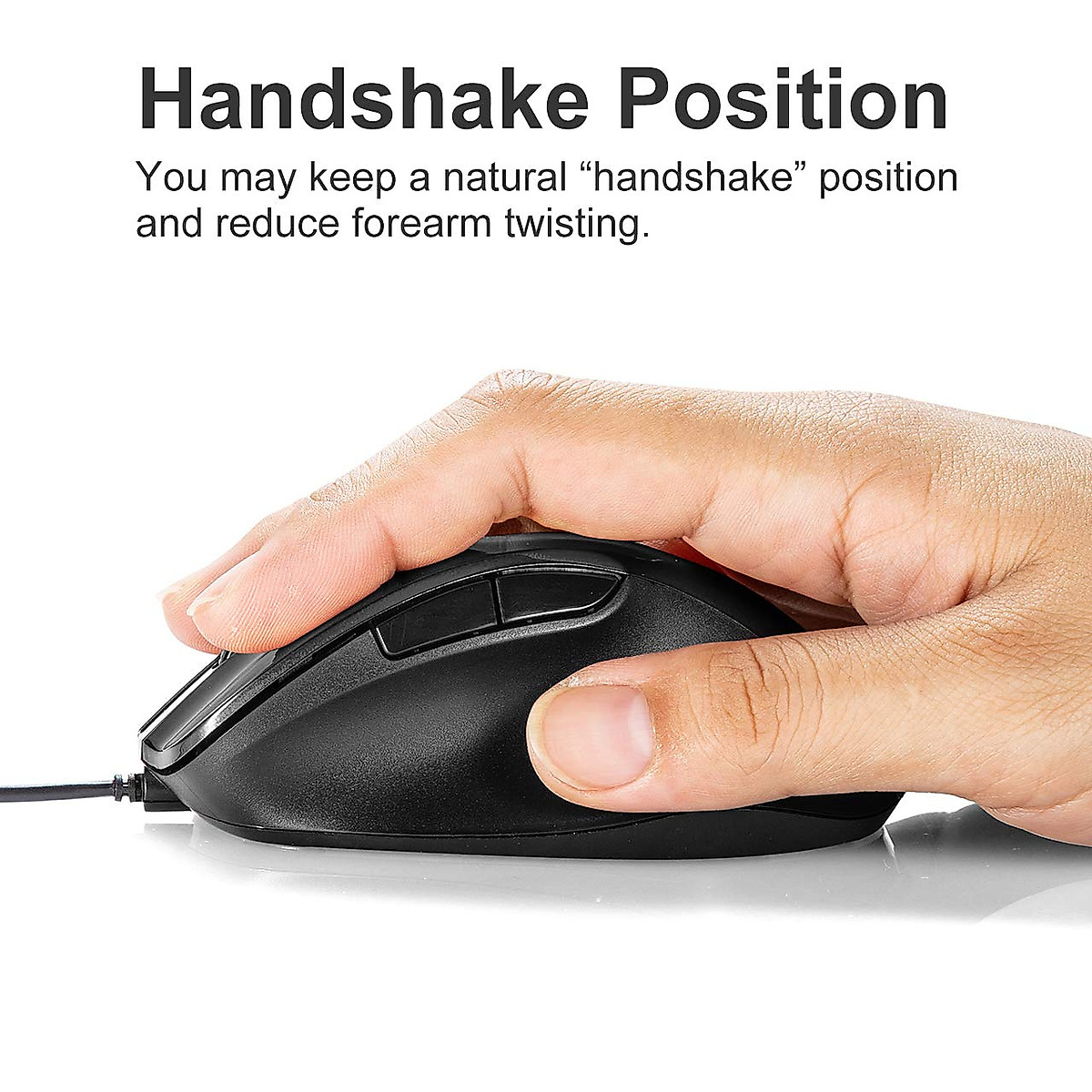 SANWA (Japan Brand) Wired Vertical Ergonomic Mouse, Silent Blue LED Optical Computer Mice, (1000/1600/2400/3200 DPI, 6 Buttons) Compatible with MacBook, Laptop, Windows Android Mac OS