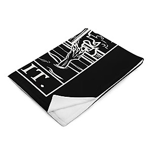 The Hermit Tarot Card Throw Blanket - Grim Reaper Gothic Halloween Home Decor (Black & White) (60" x 50")