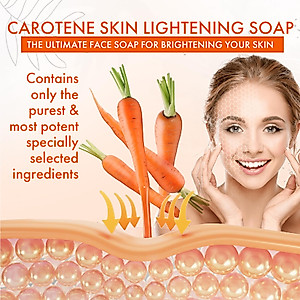 Carrot Soap for Skin Brightening – Natural Carrot Soap Bar for Spots on Face, Body, Neck, Underarm – Carotene Reduces Acne, Brightens Spots, & Evens Skin Tone – Kojic Acid Glow Bar Made in USA