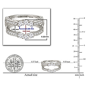 Dazzlingrock Collection 0.60 Carat (Cttw) Round White Diamond Contour Double Enhancer Wedding Band for Women in 10K White Gold Size 4.5