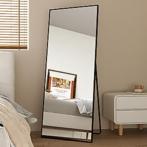 LFT HUIMEI2Y Full Length Mirror, 63"x18" Black Full Body Tempered Mirror with Aluminum Frame, Standing Hanging and Against The Wall, for Bedroom, Living Room, Dressing