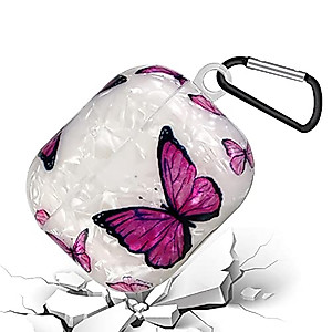 IVY Case for AirPods 3 Soft IMD&TPU Shell Grain Silicone Skin Cover Case with Keychain & Long Lanyard - Butterfly