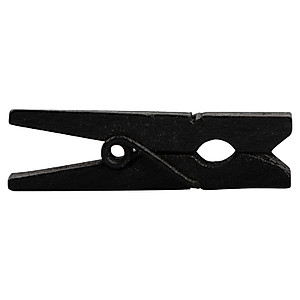 JAM PAPER Wood Clip Clothespins - Standard - 1 3/8 Inch - Black - 20 Clothes Pins/Pack
