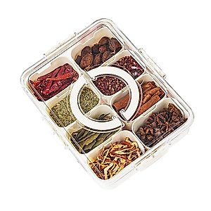 Amaviva Divided Serving Tray with Lid and Handle, Snack Box Container for Portable Snack Platters, Storage Organizer for Fruit, Veggie, Snack, Candy-Perfect for Party, Travel, & Picnic
