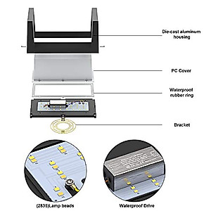 Sytmhoe Modern Outdoor Wall Lights,24W-LED Wall Sconce Light Fixtures,3-Color-Changeable Wall Mounted Lamps,Matte Black Porch&amp;Patio Light,IP65 Waterproof for Hallway Stairs Gardens
