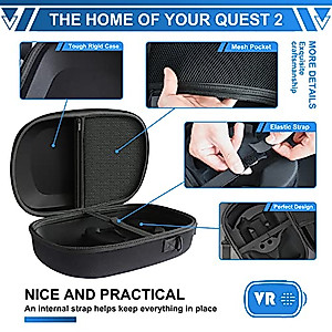 Travel Case for VR Oculus Quest 2 with Shoulder Strap Carrying Travel Bag for Meta/Oculus Quest 2 Elite Headset Accessories Portable Hard Storage Case