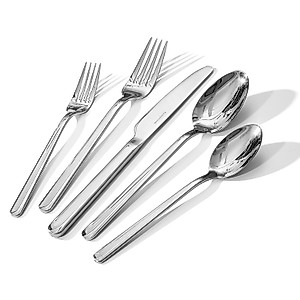 KINGSTONE Forged 20-Piece Silverware Set, 18/10 Stainless Steel Flatware Utensils Set for 4, Mirror Finish,Dishwasher Safe (Silver)