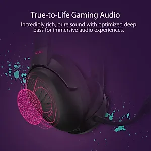 ASUS ROG Strix Go 2.4 Electro Punk Wireless Gaming Headphones with USB-C 2.4 GHz Adapter | Ai Powered Noise-Cancelling Microphone | Over-ear Headphones for PC, Mac, Nintendo Switch, and PS4