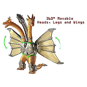 TwCare Godzilla vs. Mecha King Ghidorah, 2021 Movie Series Movable Joints King of The Monsters Action Figures Birthday Kid Gift, Carry Bag