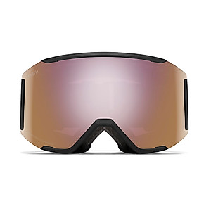 SMITH Squad MAG Goggles with ChromaPop Lens – Performance Snowsports Goggles with Easy Lens Change Technology for Skiing & Snowboarding – for Men & Women – Black + Everyday Rose Gold Mirror Lens