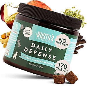 Premium Dog Allergy Relief & Immune Support (170 Chews) - Colostrum - Dog Probiotics - Promote A Healthy Gut - Support Against Seasonal Allergies - With Alaskan Salmon Oil - Turmeric - Made in The USA