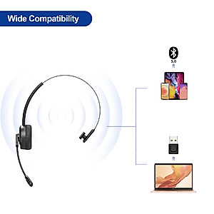 BESIGN BHF02 Pro Bluetooth Handsfree Headset (Headset with USB Adapter for PC, Black)