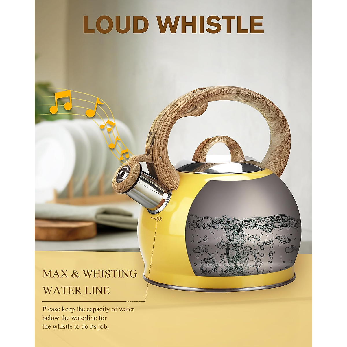 Hauce Radio Stovetop Tea Kettle, 2.1 Quart Stove Top Whistling Tea Kettles,Water Teapot Induction Tea Kettle with Food Grade Stainless Steel and Silicone Anti-Hot Handle, Suitable for All Heat Sources