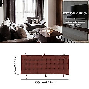 62 Inch Patio Chair Pad Thicker Chaise Lounger Swing Bench Cushion Outdoor Rocking Chair Pad with Ties Bench Chair Cushion for Outdoor Indoor Home Office, Grey