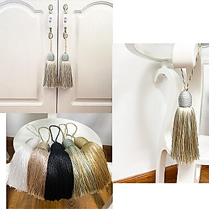 Fenghuangwu 2pcs Tassel Charms Polyester Key Tassels with Loop,DIY Handmade Craft Accessories of Home and Furniture Decoration (Mix Blue)