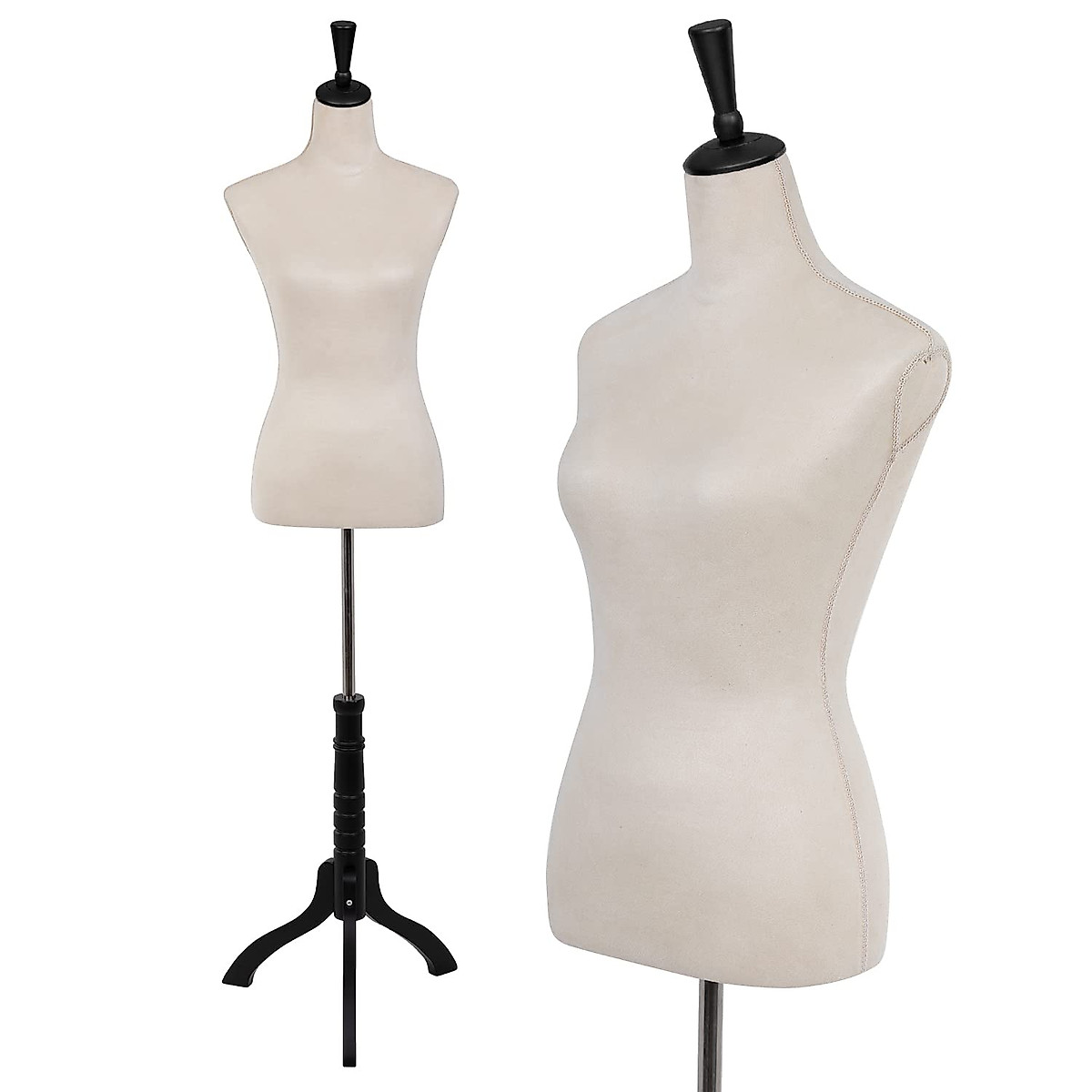 Sewing Mannequin Torso Manikin Dress Form 53-67 Inch Height Adjustable Female Retail Mannequin Dress Model Display Torso Body Tripod Stand Clothing Forms
