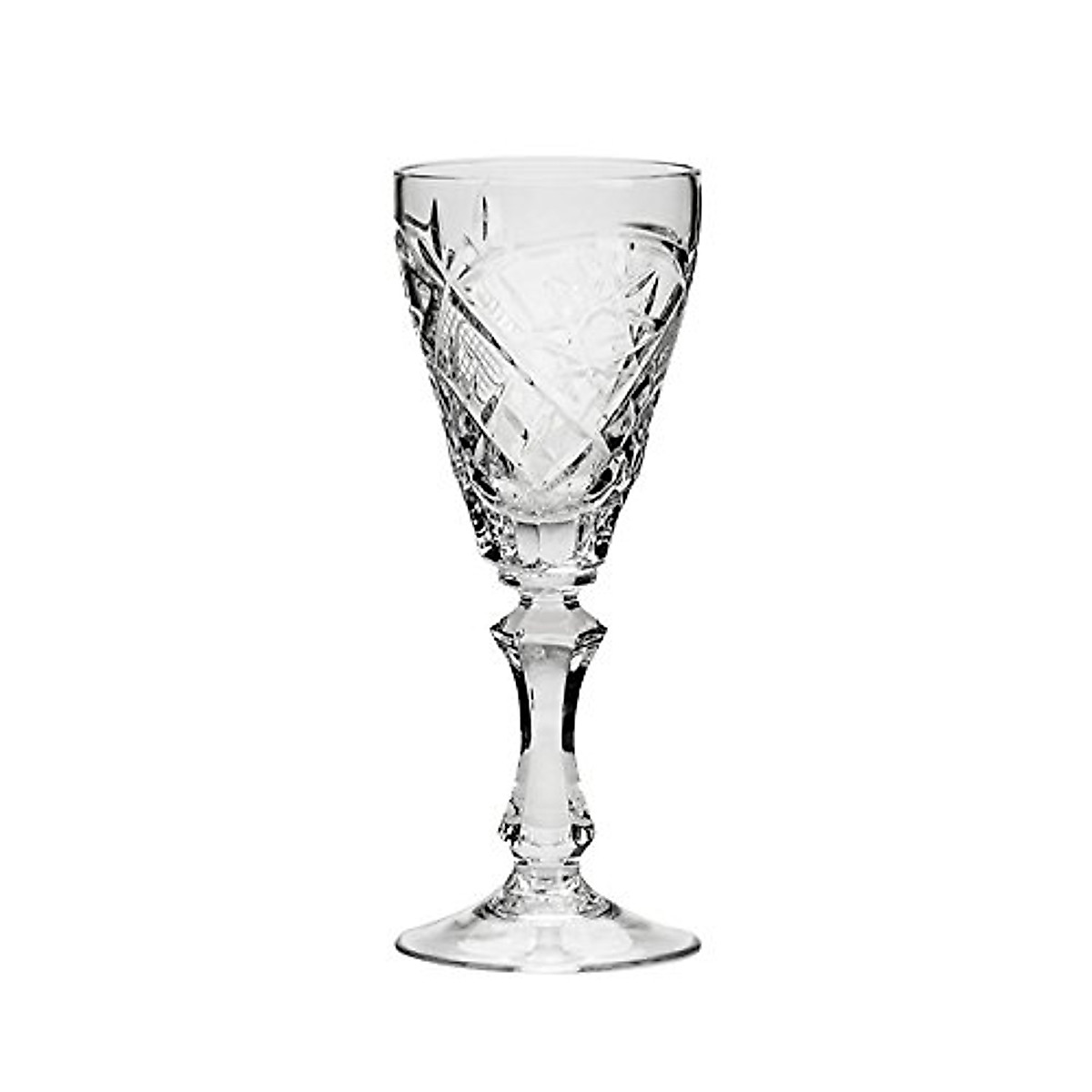 Neman Glassworks Set of 6 2-Oz Hand Made Vintage Russian Crystal Glasses, Liquo