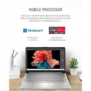 HP 2023 15.6-inch HD Micro-Edge Laptop, AMD Ryzen 3-3250U Processor, 16GB RAM, 1TB SSD Storage, Windows 11 Home, Long-Lasting Battery, Fast Charge, 720p Webcam, Natural Silver