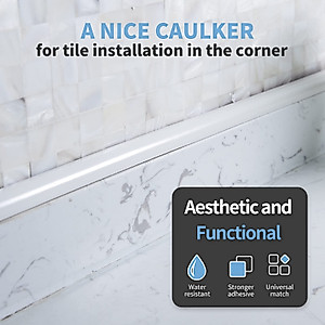 Art3d 10Ft Flexible Trim Caulk Strip, Peel and Stick Trim for Molding, Tile Edge, Ceiling, Wall Corner in White