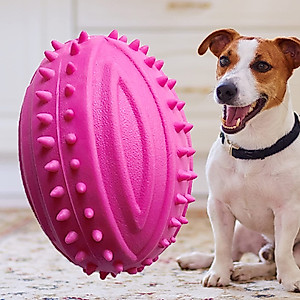 JOROBURO Pet Rugby Balls, Bite Resistant Teeth Grinding TPR Material Interactive Dog Chewing Toy, Anxiety Relief Durable Dog Rugby Ball Toy for Puppy Small Medium Large Dogs