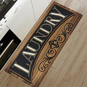 Cekene Laundry Room Runner Rug Non-Slip Rubber Laundry Floor Mat Durable Washable Mats for Washhouse Kitchen Doormat Farmhouse Decor 20x59 inch