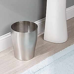 mDesign Steel 1.67 Gallon Trash Can Small Round Wastebasket Metal Garbage Container Recycle Bin for Waste, Recycling in Bathroom, Kitchen, Bedroom, Home Office, Outdoor Trashcan - Polished