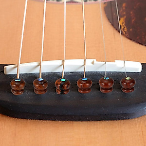 Blisstime 6pcs Rosewood Guitar Bridge Pins Inlaid Abalone Dot Acoustic Guitar Replacement Parts