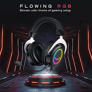 FIFINE RGB Gaming Headsets,Comfortable Over-Ear Headphones with Microphone,Wired Audio Jack Connection,Leather Passive-Noise-Cancelling Earcups,for PC PS4 PS5 Xbox Gamer Ampligame H3