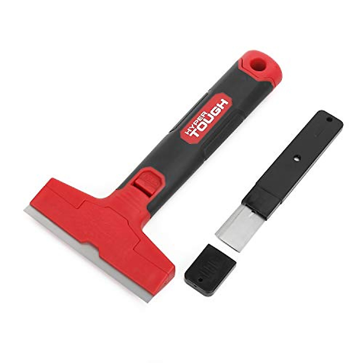 Hyper Tough 4-INCH GLASS & TILE SCRAPER + 3-BLADES Comfortable Non-Slip Handle