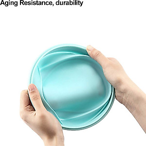 Collapsible Bowls, GLE2016 Silicone Collapsible Food Storage Containers with Lids for Camping, Round Silicone Lunch Containers, Microwave, Dishwasher and Freezer Safe (3, Blue)