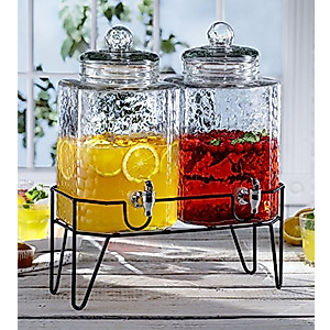 Style Setter Hamburg Dispensers with Stand (Set of 2), Glass, 1.5 Gallons Each