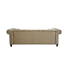 ACME Aurelia Beige Linen Sofa with 2 Pillows