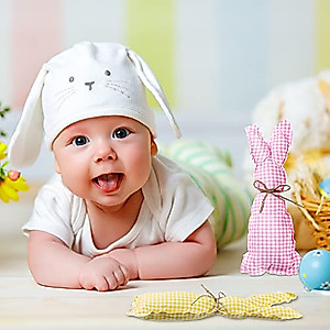 4 Pieces Easter Decor Farmhouse Rustic Bunny Decor Stuffed Bunny Ornaments Easter Centerpiece Decorations Easter Rabbit Figurine for Easter Basket Fillers Tiered Trays (Chic Style)