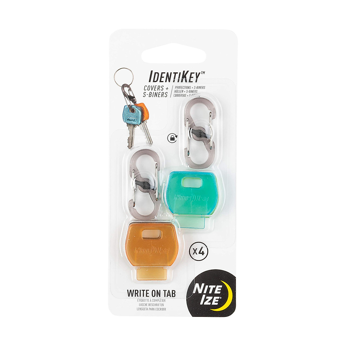Nite Ize Identikey Covers + S-Biner Key Clips, Write-On Universal Key Covers for Quick Key Identification + Attachment to Key Chain, Multiple Colors