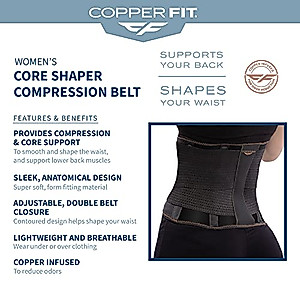 Copper Fit Women's Standard Core Shaper, Charcoal, Large/X-Large