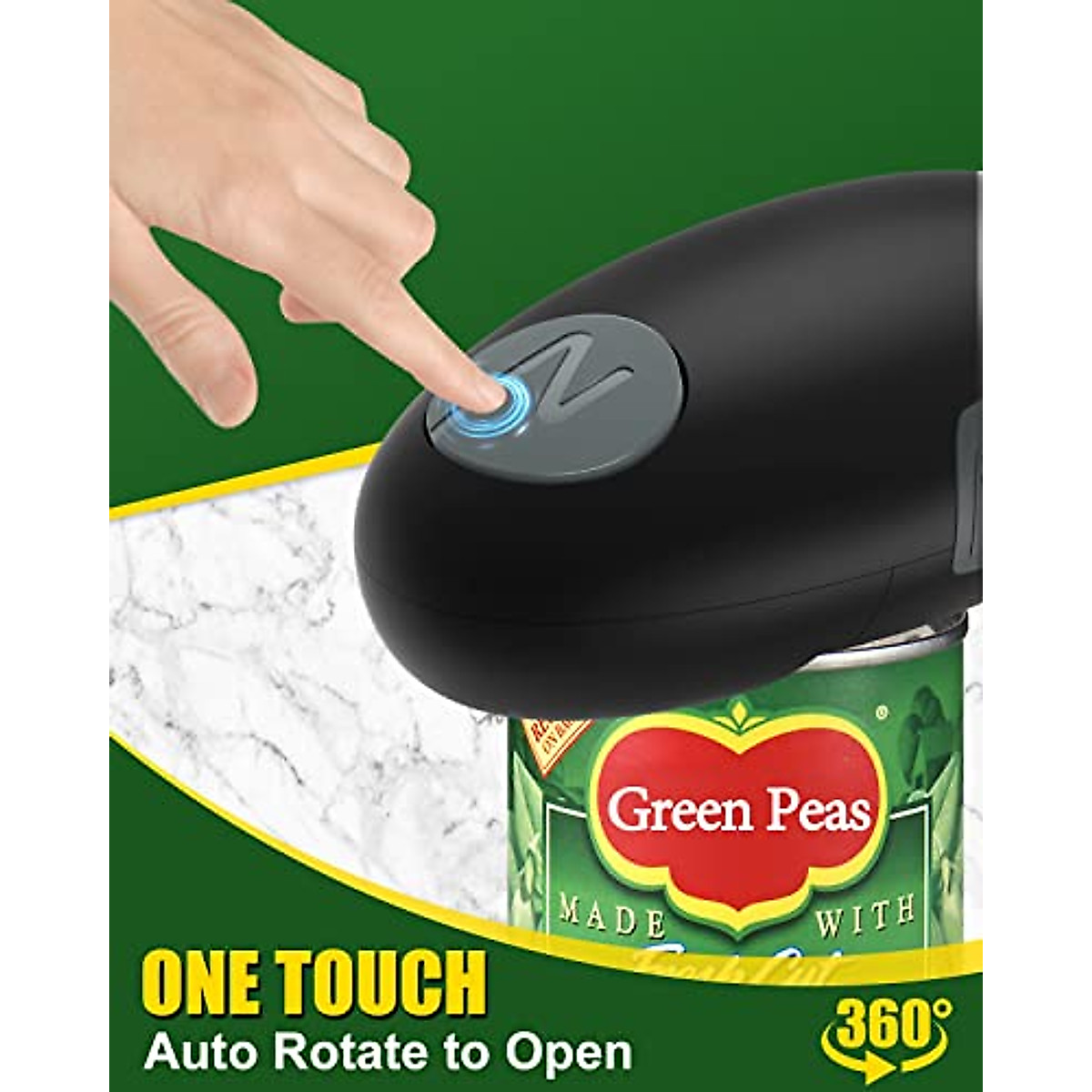 Smooth Edge Food-Safe Electric Can Opener, One-Touch Kitchen Can Opener Opens Almost Most Can Sizes, Good for Senior with Arthritis, Best Gift for Women, Battery Operated and Automatic Can Opener