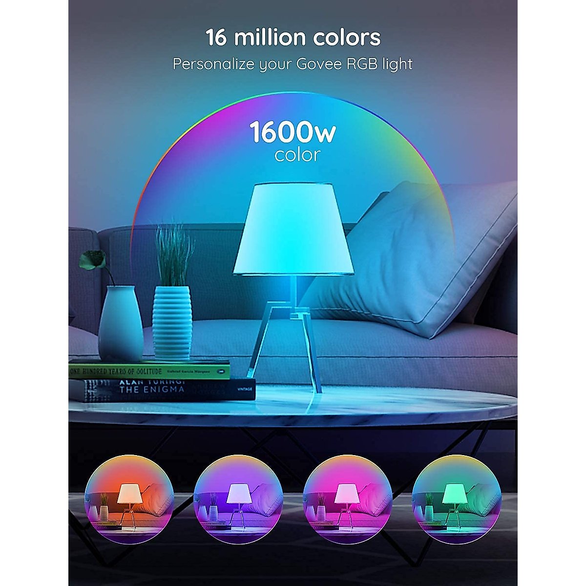 Govee Smart LED Bulbs, Bluetooth Light Bulbs, RGBWW Color Changing Light Bulbs with App Control, A19, E26, Music Sync and 8 Scene Mode for Living Room Bedroom Party, 2 Pack(Not Support WiFi/Alexa)