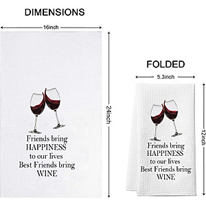 Funny Wine Friend Gift Best Friends Bring Wine Kitchen Towel Dish Towel (Friends Bring Wine Towel)