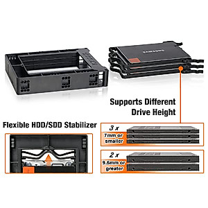 ICY DOCK Tool-Less Triple 3 Bay 2.5 to 3.5 Hard Drive SSD Mounting Bracket Kit Adapter | EZ-FIT Trio MB610SP