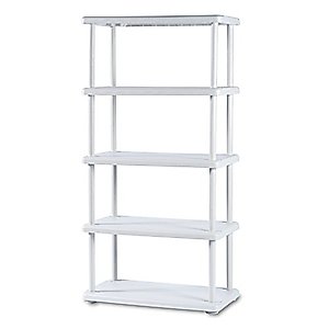 Iceberg ICE20853 Rough N Ready High Density Polyethylene Open Storage System, 36" Width x 74" Height x 18" Depth, 5 Shelves, Platinum