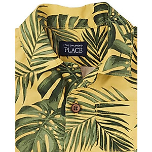 The Children's Place Baby Boys Sleeve Button Down and Shorts 2-Piece Set 2-Pack, Tropical Green, 0-3 Months