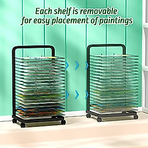 ZXMOTO Art Drying Rack Steel Drying Painting Racks Double Sided Wire Drying Shelf, 20 Shelves, 29x19x3 Inches