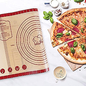Non Stick 28''x20'' Extra Large Thick Silicone Pastry Mat, with measurements for Non-slip Silicone Baking Sheet, Counter Mat, Dough Rolling, Reusable Bakeware Mats for Cookies, Macarons, Bread, Pizza