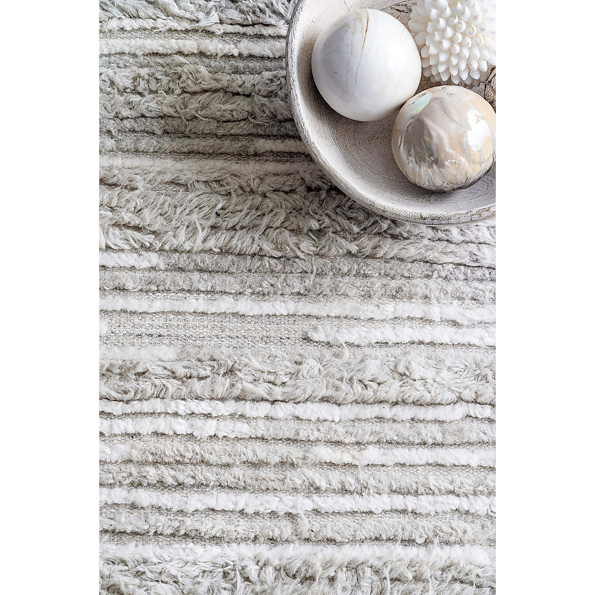 nuLOOM Jolene Shaggy Striated Area Rug, 8x10, Grey