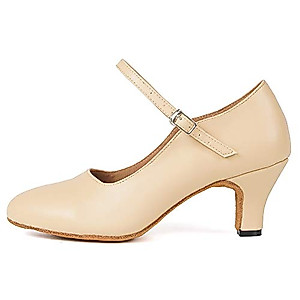 TINRYMX Closed Toe Dance Shoes Women Mary Jane Shoes Latin Ballroom Salsa Shoes Character Shoes, US 7