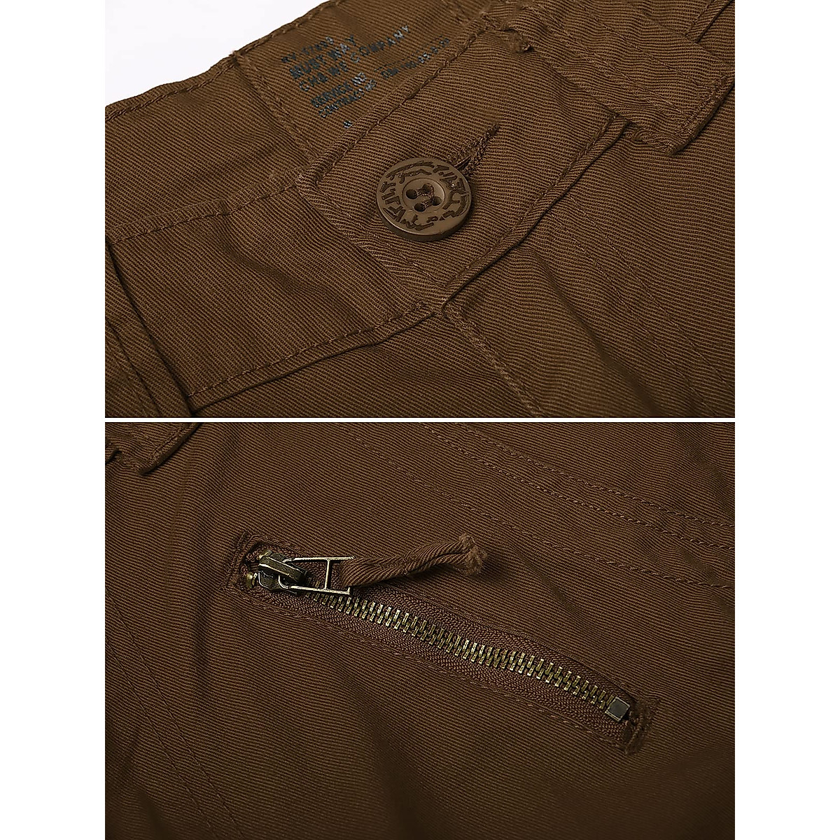 OCHENTA Men's Casual Military Cargo Pants Relax Fit, 8 Pockets Work Combat Outdoor Hiking Slacks Brown Coffee 30