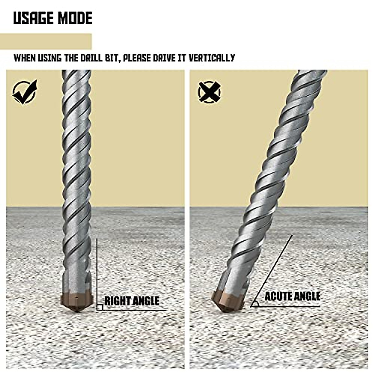 TANG SDS Plus 1-1/4 Inch x 13-3/4 Inch Roatry Hammer Drill Bit for Concrete Brick Cement Surface